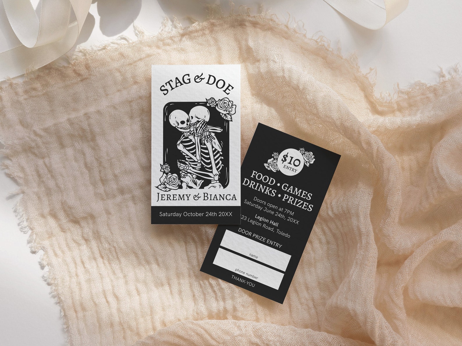 Halloween Stag and Doe Ticket & Digital Invitation, Gothic Buck and Doe ...