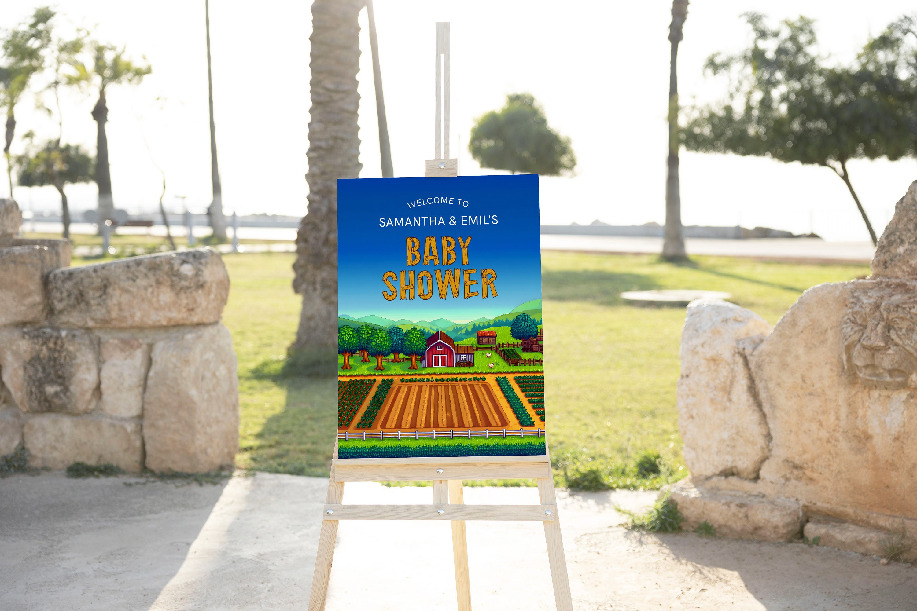 Stardew Valley Inspired Welcome Sign, Video Game Baby Shower Poster ...