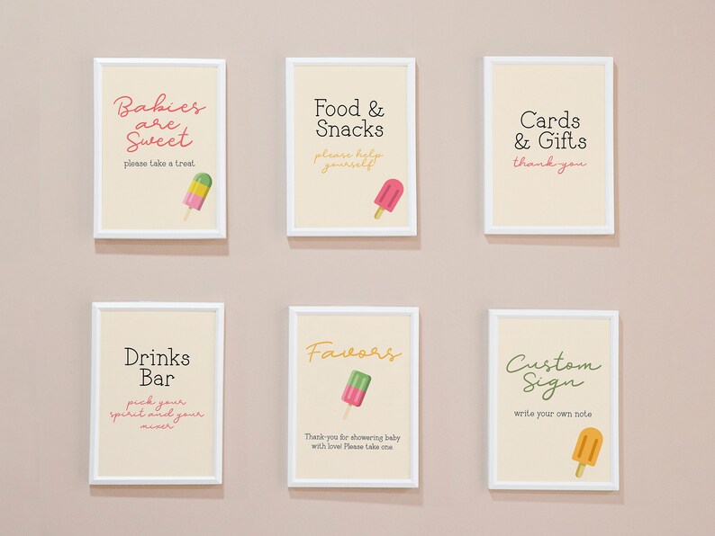 Ready to Pop Baby Shower Sign Bundle, 6 Signs, Popsicle Baby Shower ...
