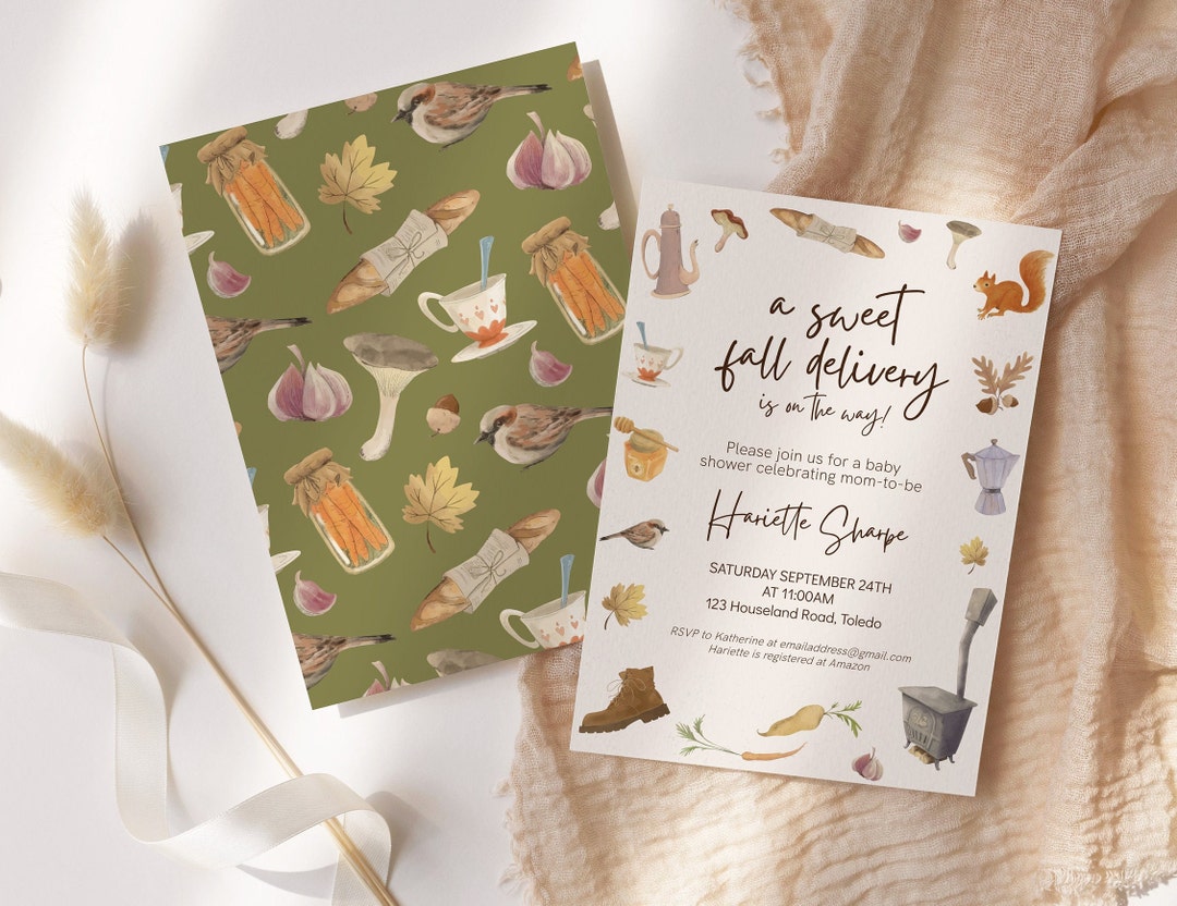 Cozy Fall Cottagecore Baby Shower Invitation, Boho September October ...