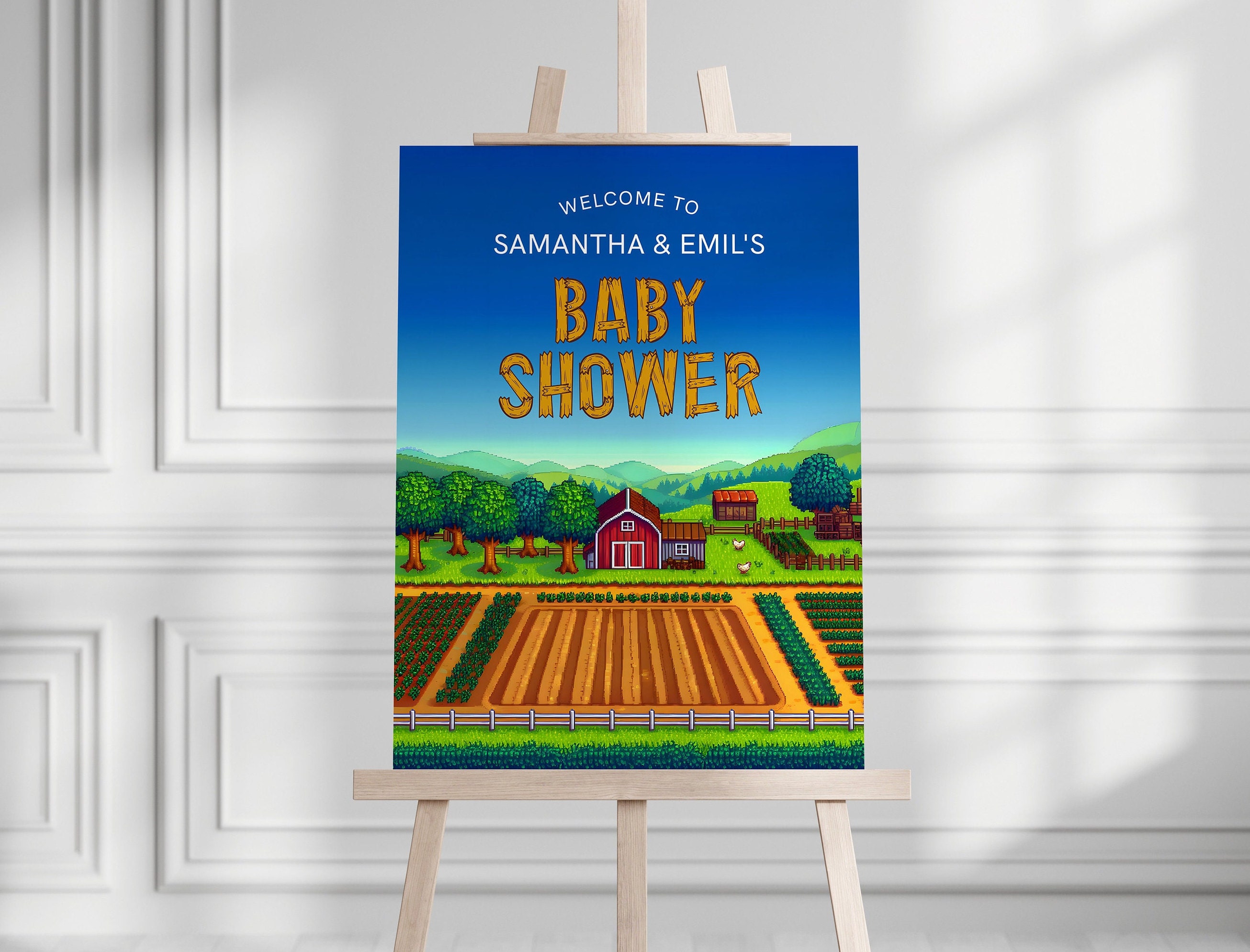 Stardew Valley Inspired Welcome Sign, Video Game Baby Shower Poster ...
