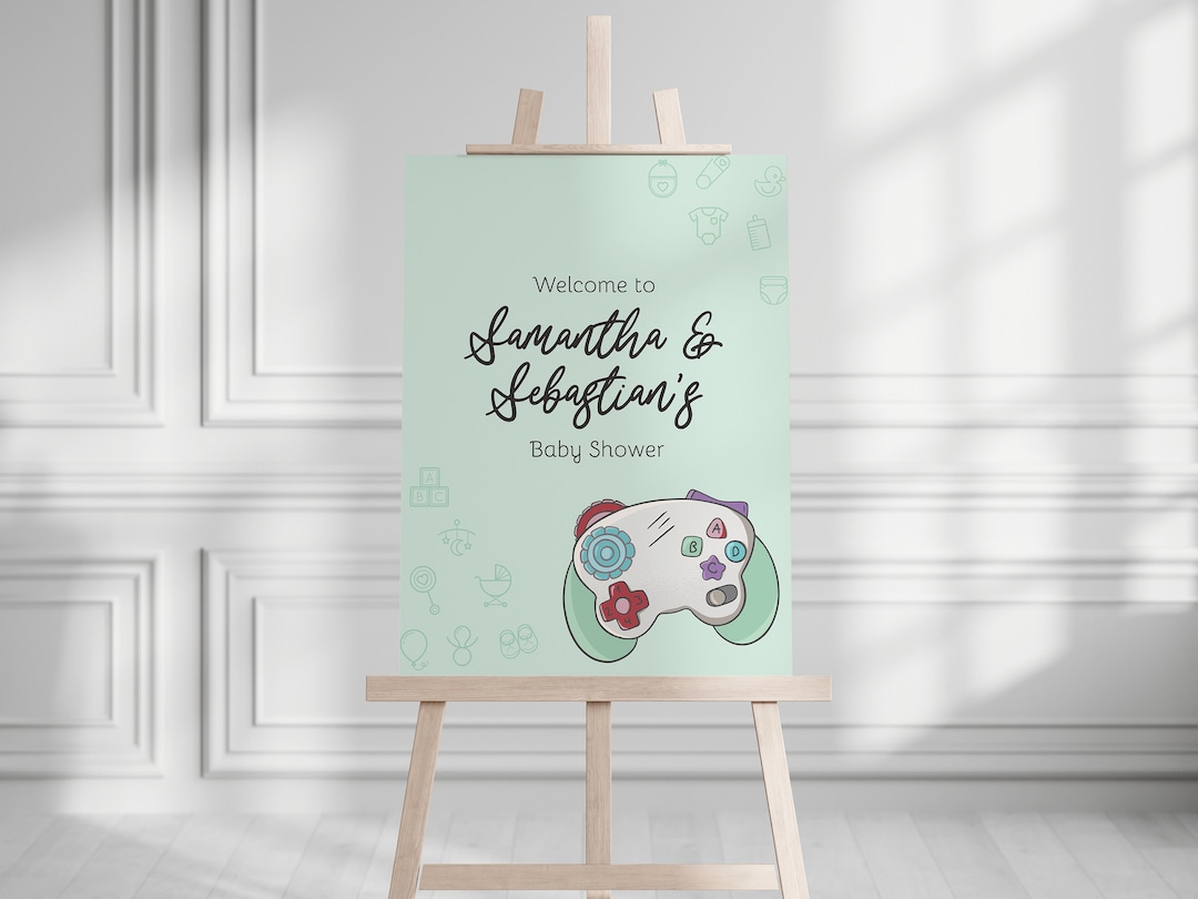 Welcome Player 3 Baby Shower Sign, Editable Welcome Video Gamer Poster ...