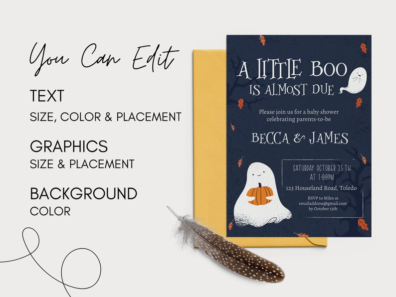 Ghost Boo is Due Invitation Bundle, Fall Baby Sprinkle Autumn Halloween ...