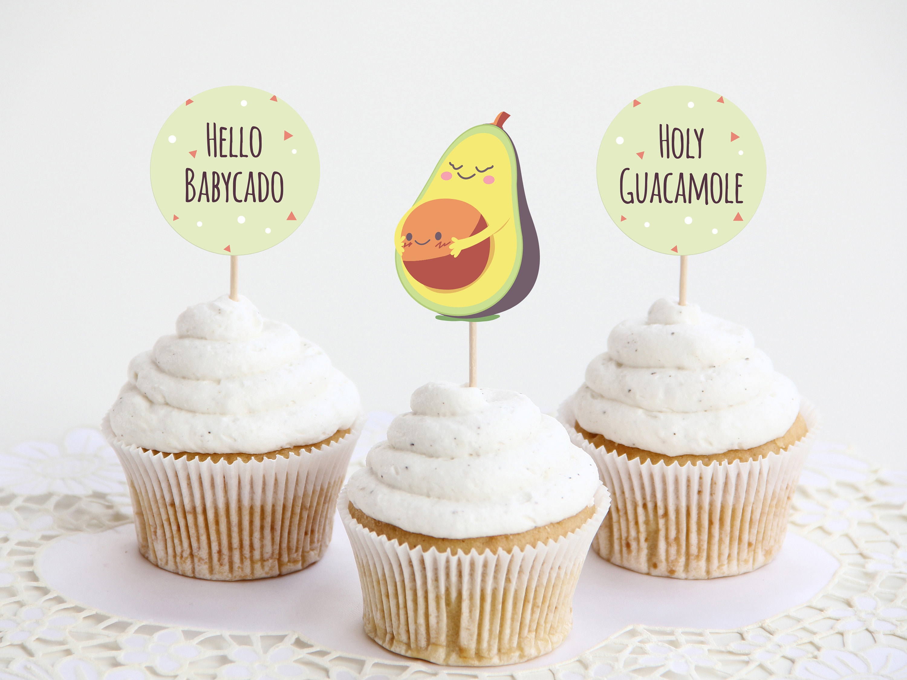 Avocado Cupcake Toppers, Fiesta Cupcake Toppers, Mamacado Baby Shower ...