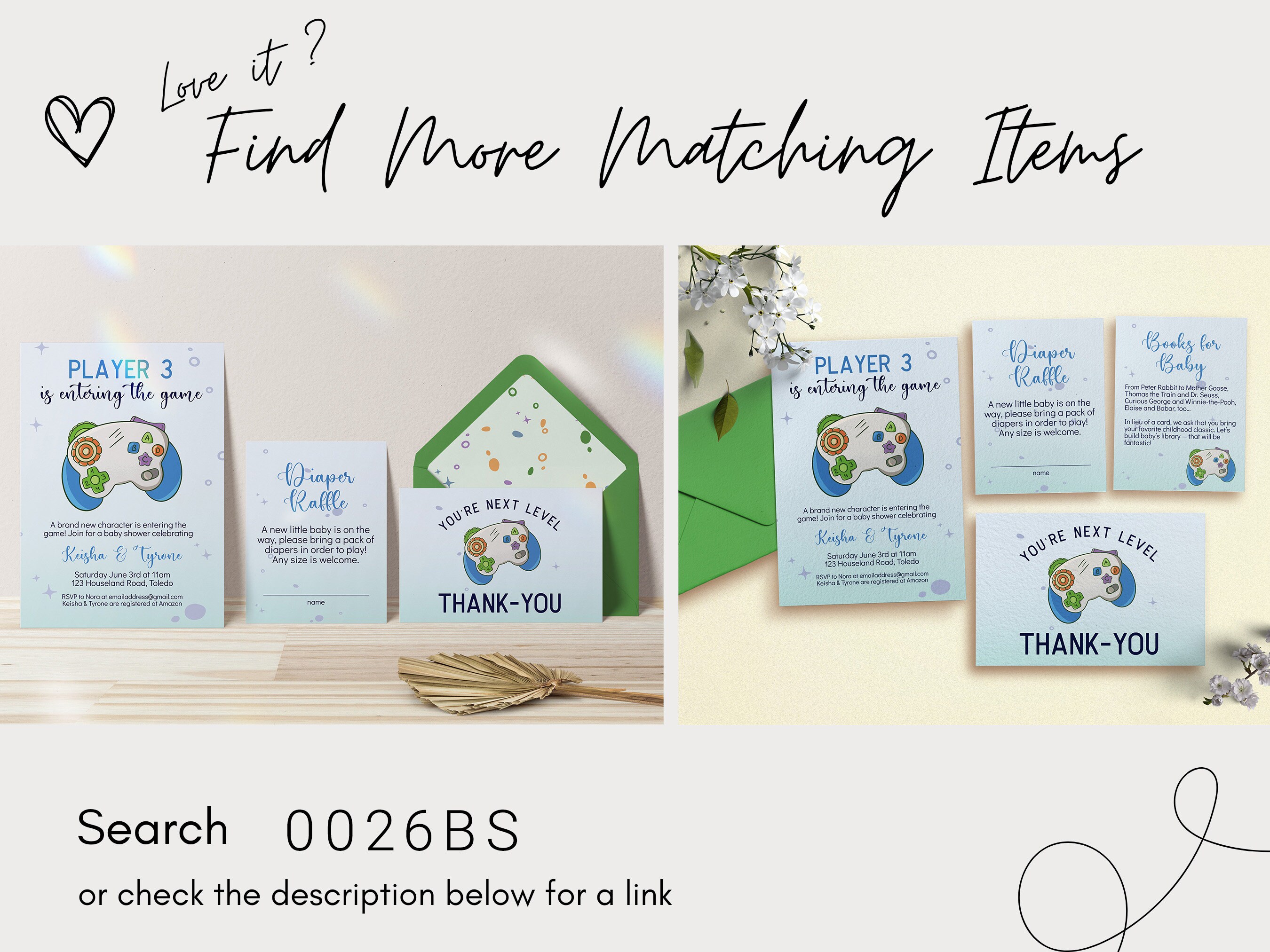 Video Game Controller Baby Shower Invitation, Player 3 Invite, Joystick ...