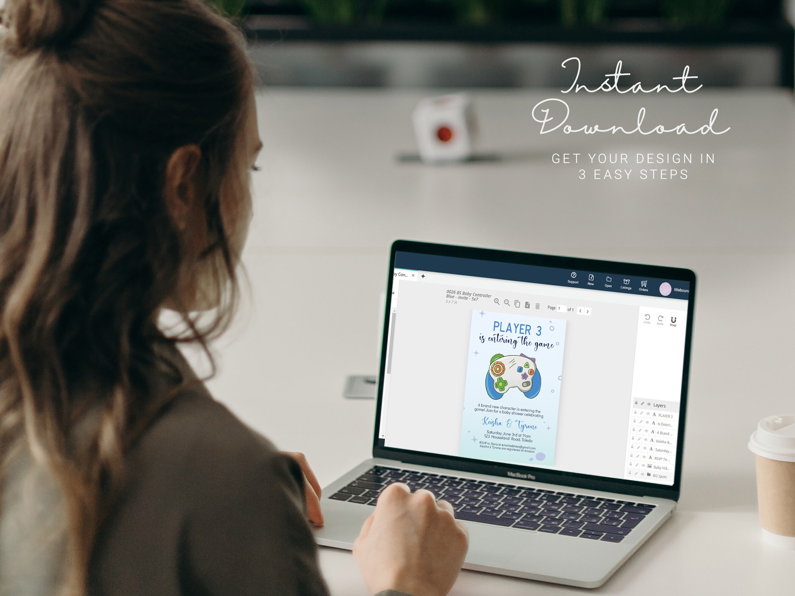 Video Game Controller Baby Shower Invitation Bundle, Player 3 Invite ...