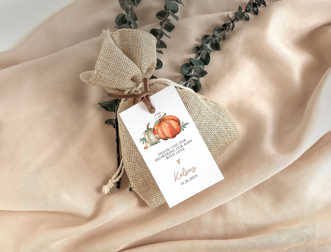 Fall Pumpkin Baby Shower Favor Tag, Minimal Pumpkin Favor Tag, Gift Tag ...