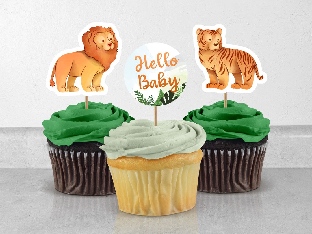 Lions Tigers and Bears Cupcake Toppers, Safari Cupcake Toppers, Jungle ...