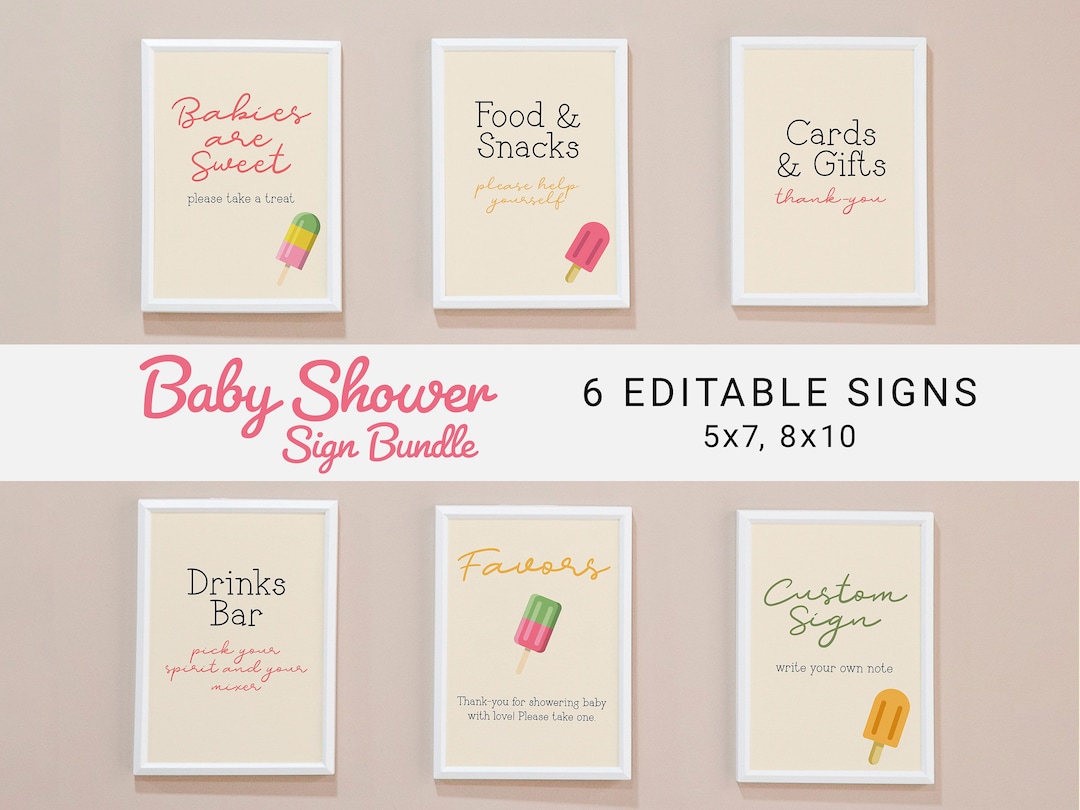 Ready to Pop Baby Shower Sign Bundle, 6 Signs, Popsicle Baby Shower ...