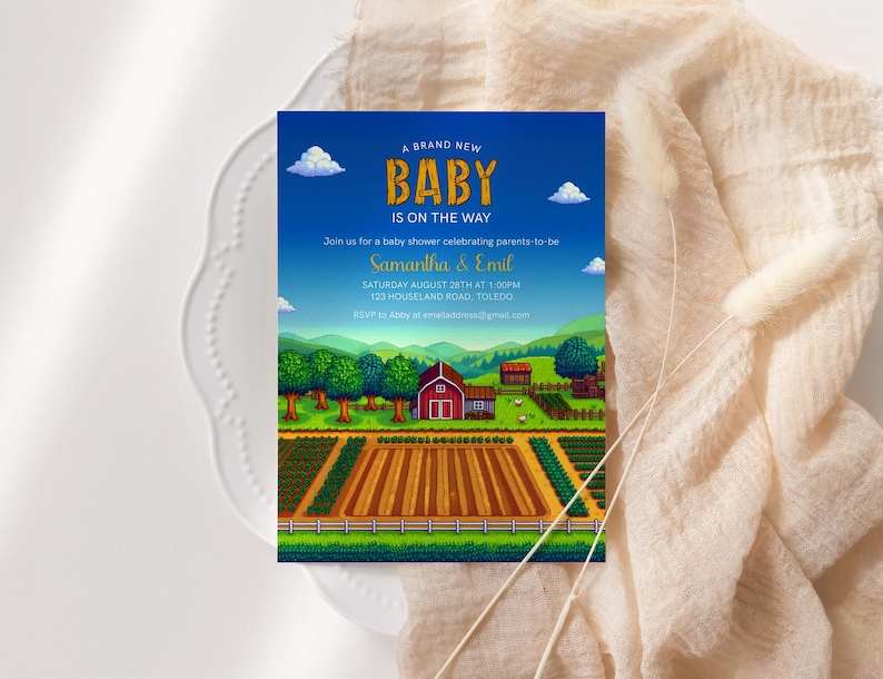 Stardew Valley Inspired Baby Shower Invitation, Farm Video Game ...