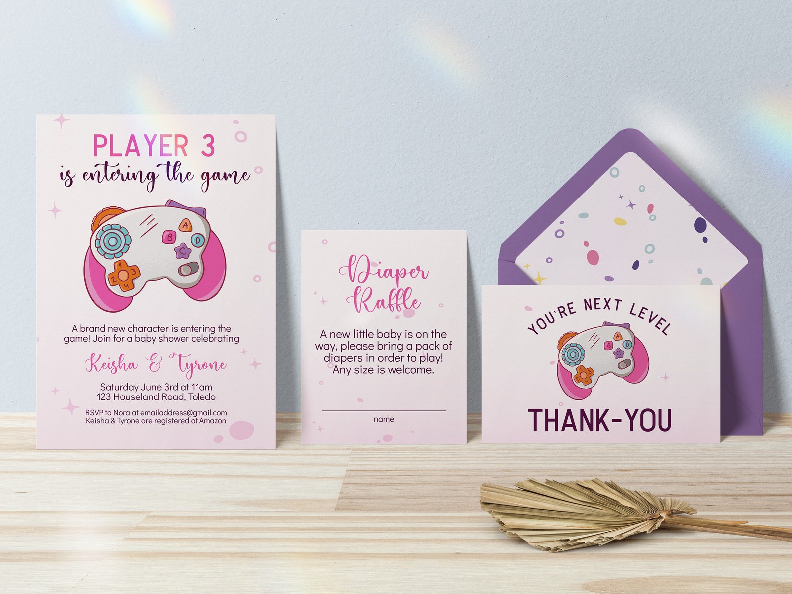 Video Game Controller Baby Shower Invitation Bundle, Player 3 Invite ...