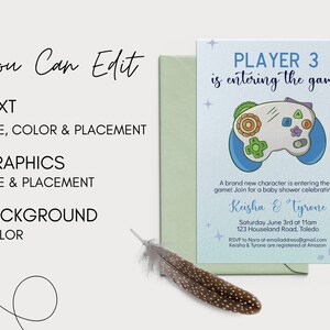 Video Game Controller Baby Shower Invitation Bundle, Player 3 Invite ...