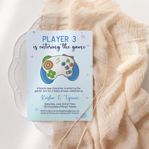 Video Game Controller Baby Shower Invitation Bundle, Player 3 Invite ...