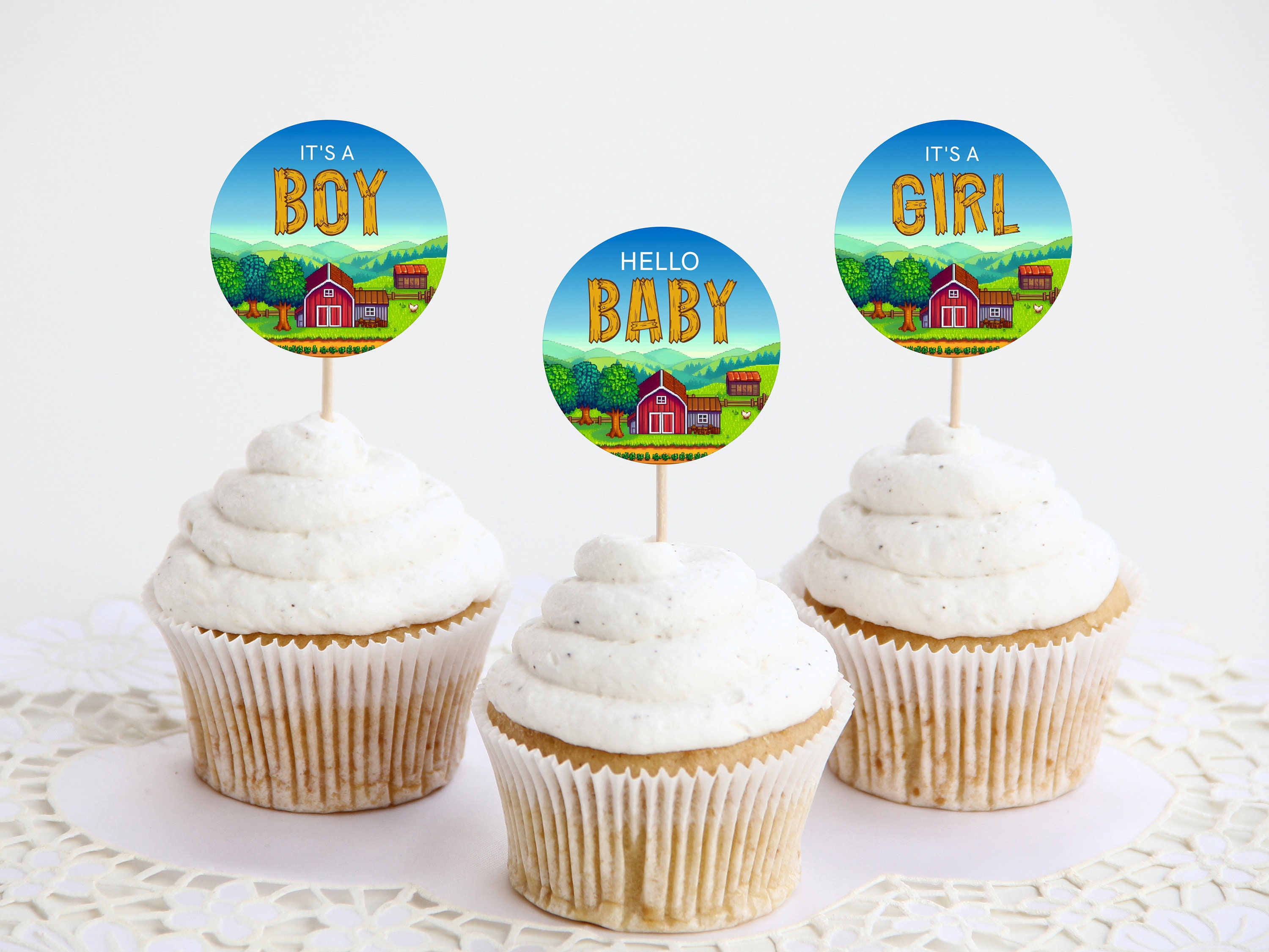 Stardew Valley Inspired Cupcake Toppers, Video Game Baby Shower Cake ...