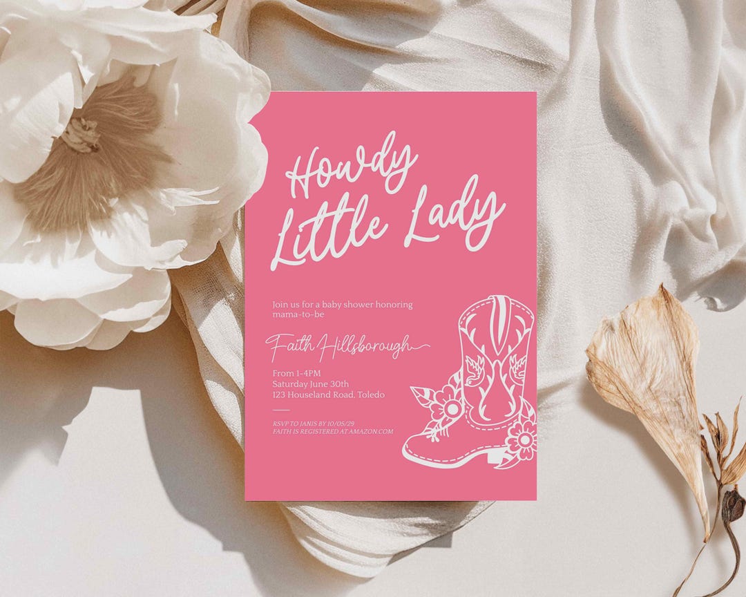 Howdy Little Lady Cowgirl Baby Shower Invite Bundle, Wild West, Western ...