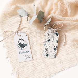 Scorpio Boho Zodiac Baby Shower Favor Tag, Birthday Thank You Tag, Gift ...
