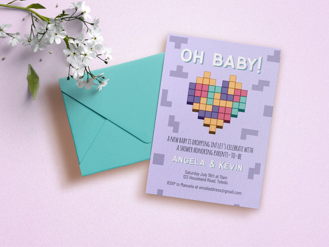 Retro Video Game Baby Shower Invitation, Nerdy Baby Shower Invite ...