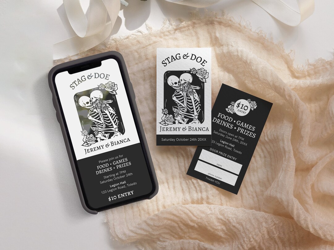 Halloween Stag and Doe Ticket & Digital Invitation, Gothic Buck and Doe ...