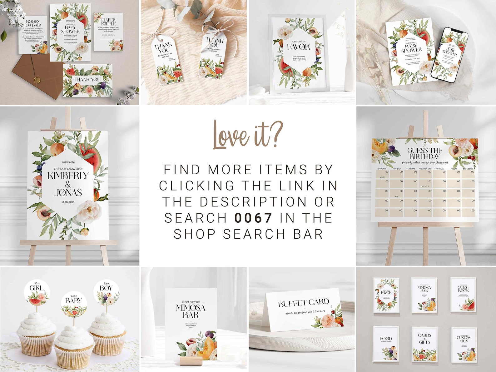 Tropical Fruit Bouquet Favor Tag, Birthday Bridal Baby Shower, Thank ...