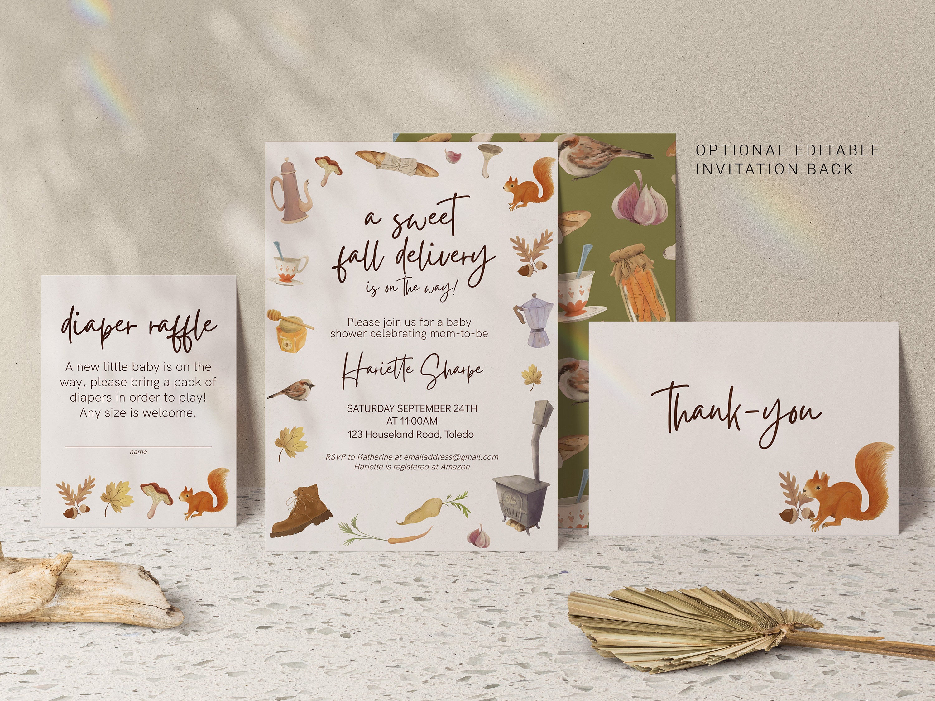 Cozy Fall Cottagecore, Baby Shower Invite, Boho Fall Shower Invitation ...