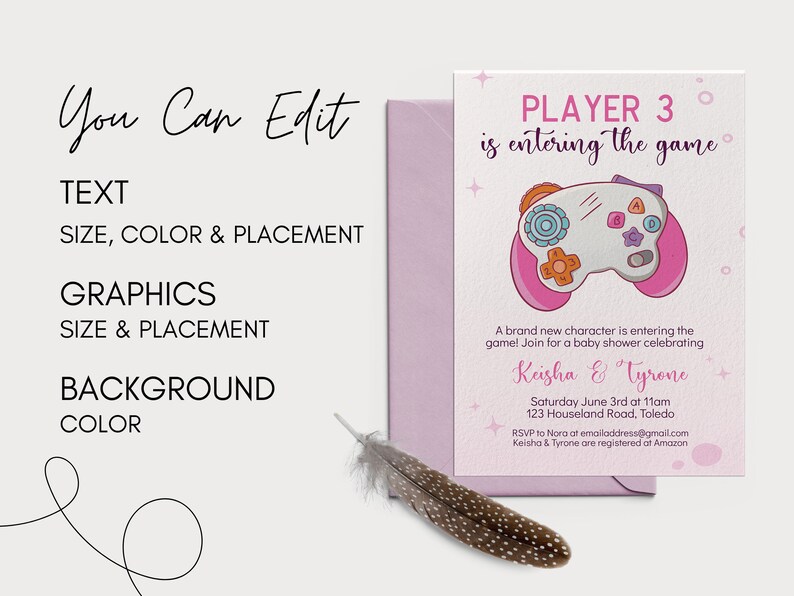 Video Game Controller Baby Shower Invitation Bundle, Player 3 Invite ...