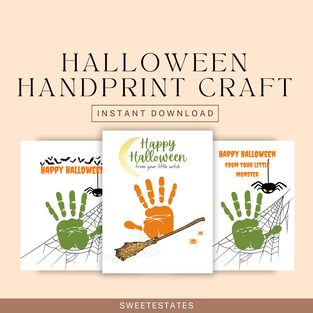 3 Halloween Printable Fall Craft Pdfs Handprint Art Classroom Craft - Etsy