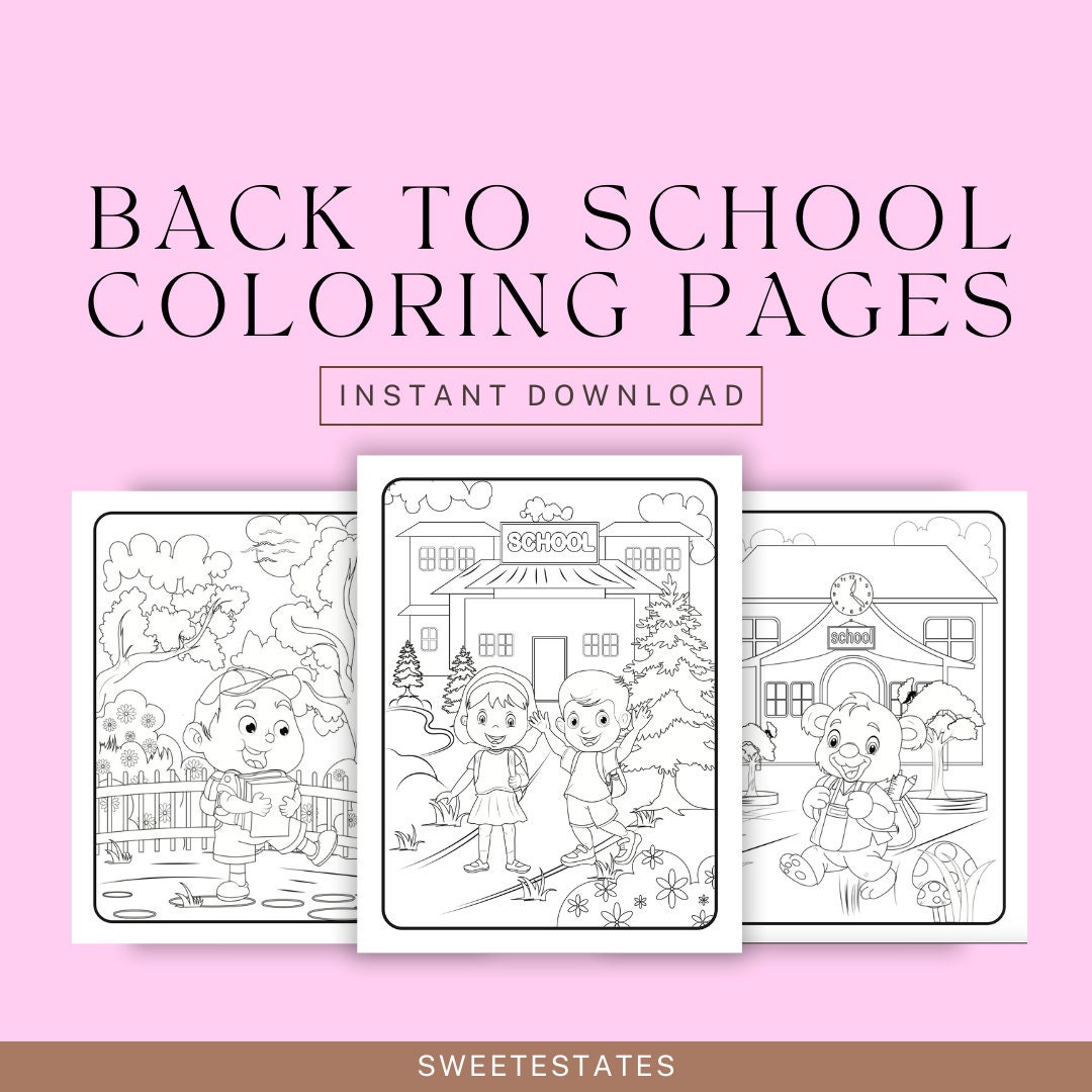 5 Back to School Coloring Pages - Etsy