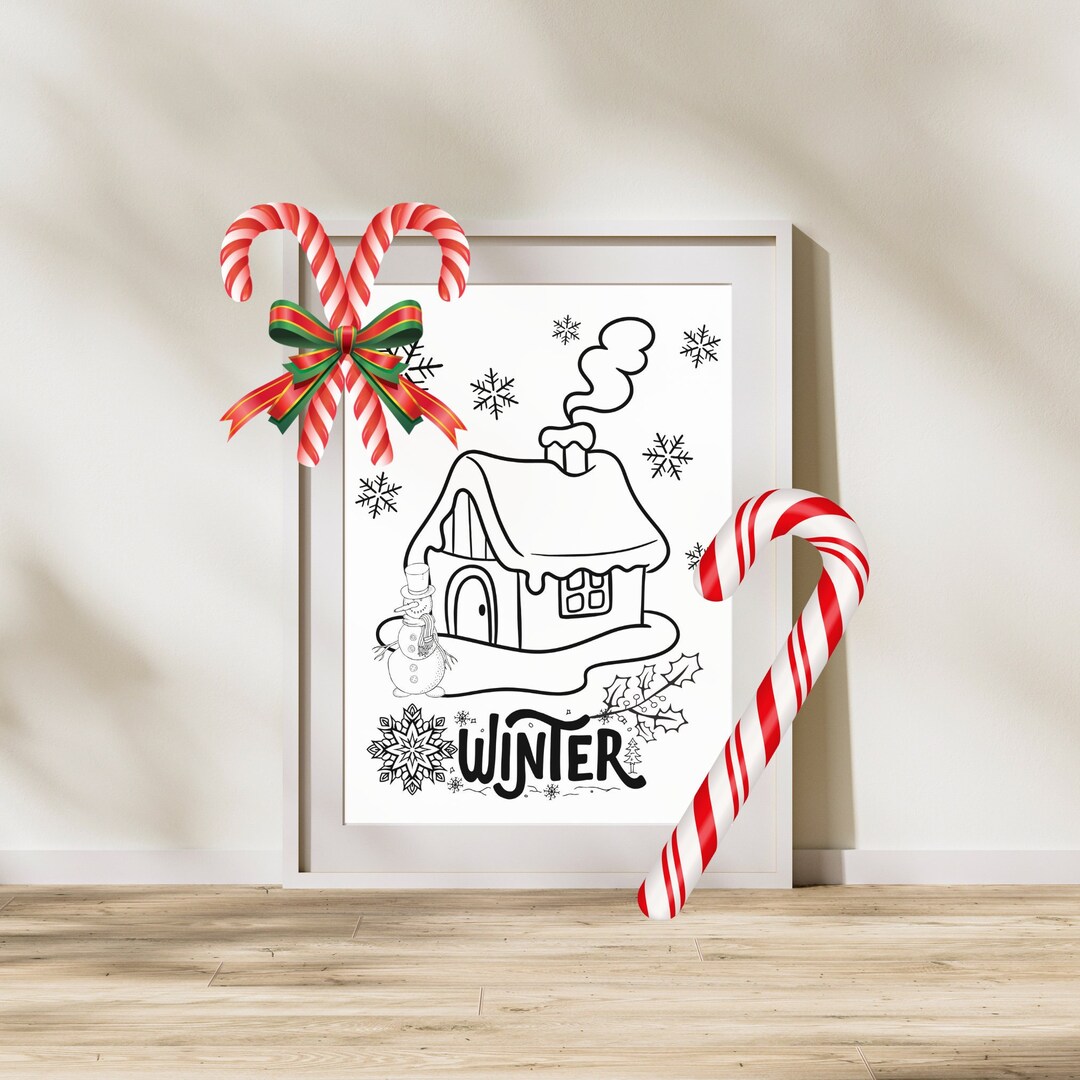 Winter Coloring Page Classroom Craft Party Activity Instant Download ...