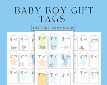 B is for Baby Boy Printable Gift Tags New Infant Party Favor Label DIY ...