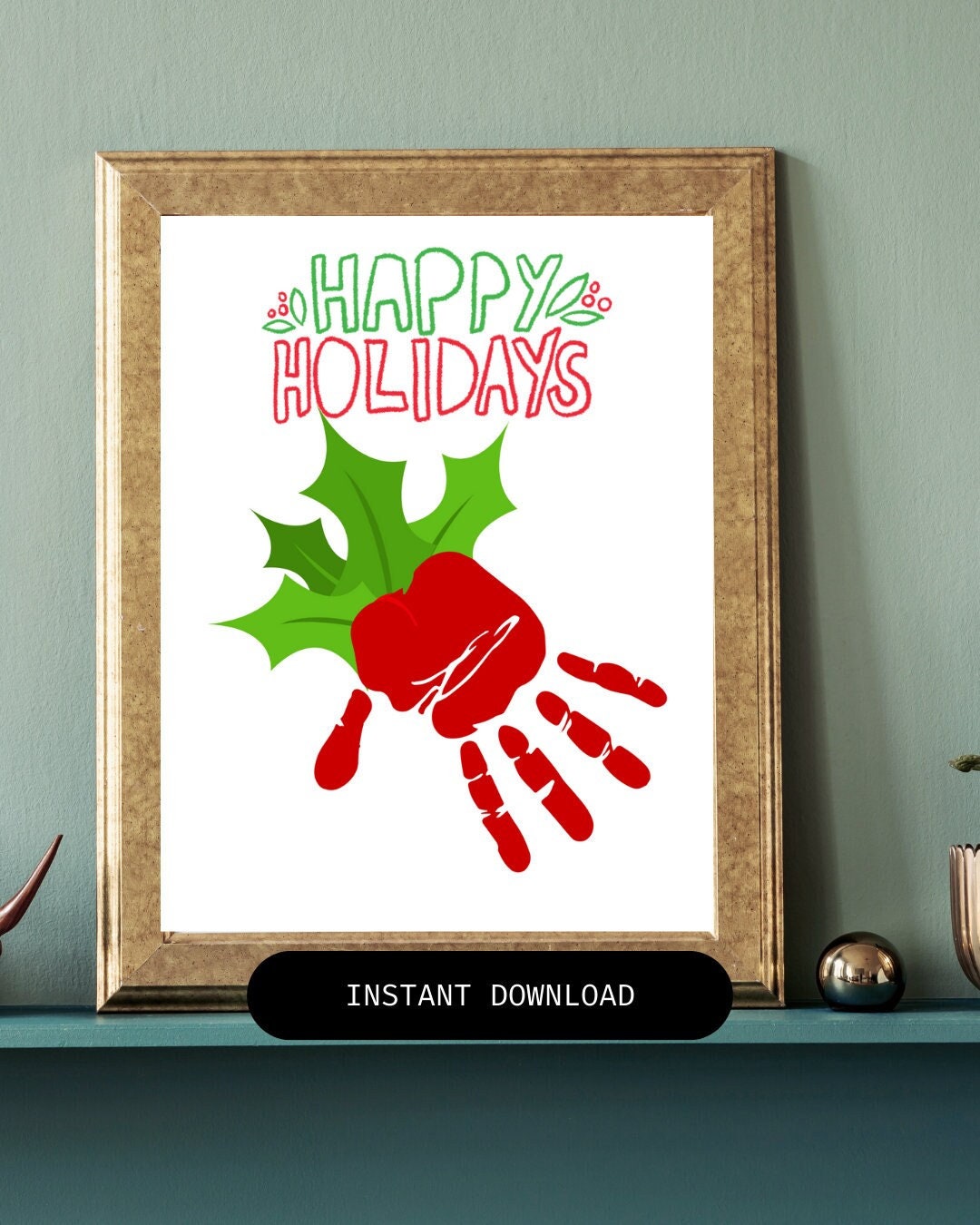 Simple Christmas Handprint Art Printable - Etsy