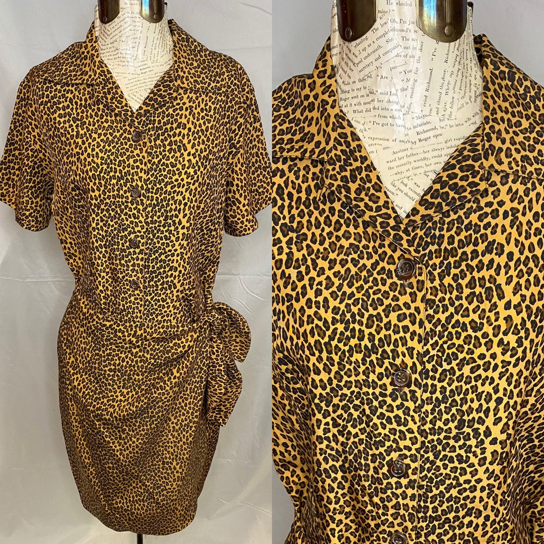 80s FY2 Leopard Print Wrap Dress | Vintage Leopard Print Dress | 80s ...