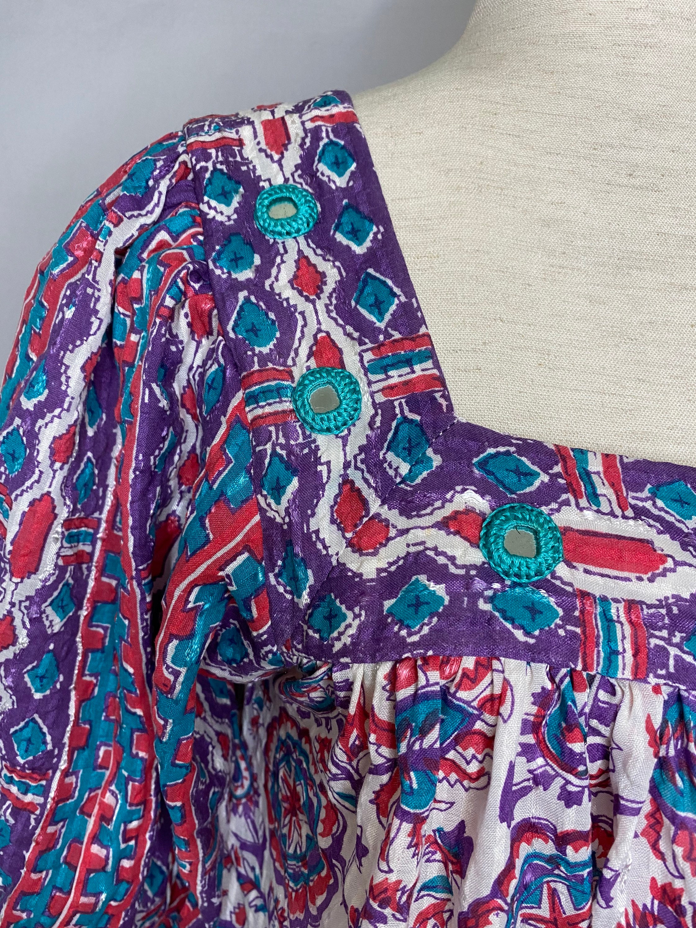 80s Maui Monkey Jewel Toned Gauzy Cotton Dress Vintage Maui - Etsy