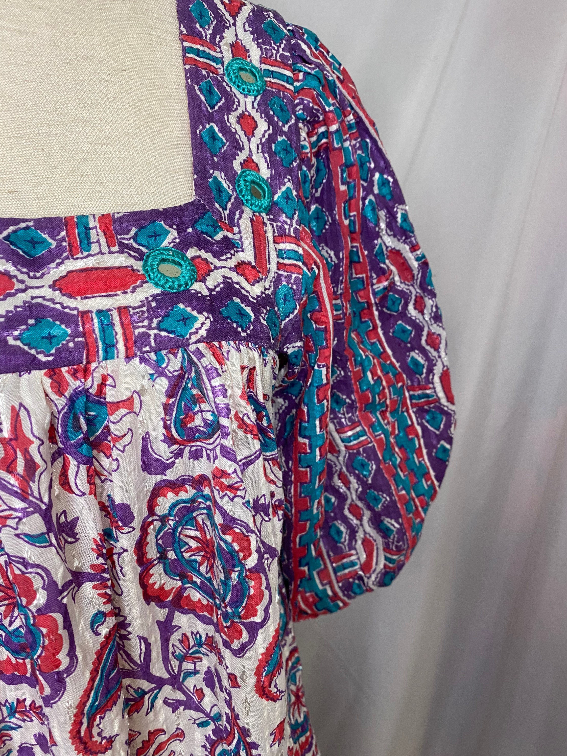 80s Maui Monkey Jewel Toned Gauzy Cotton Dress Vintage Maui - Etsy