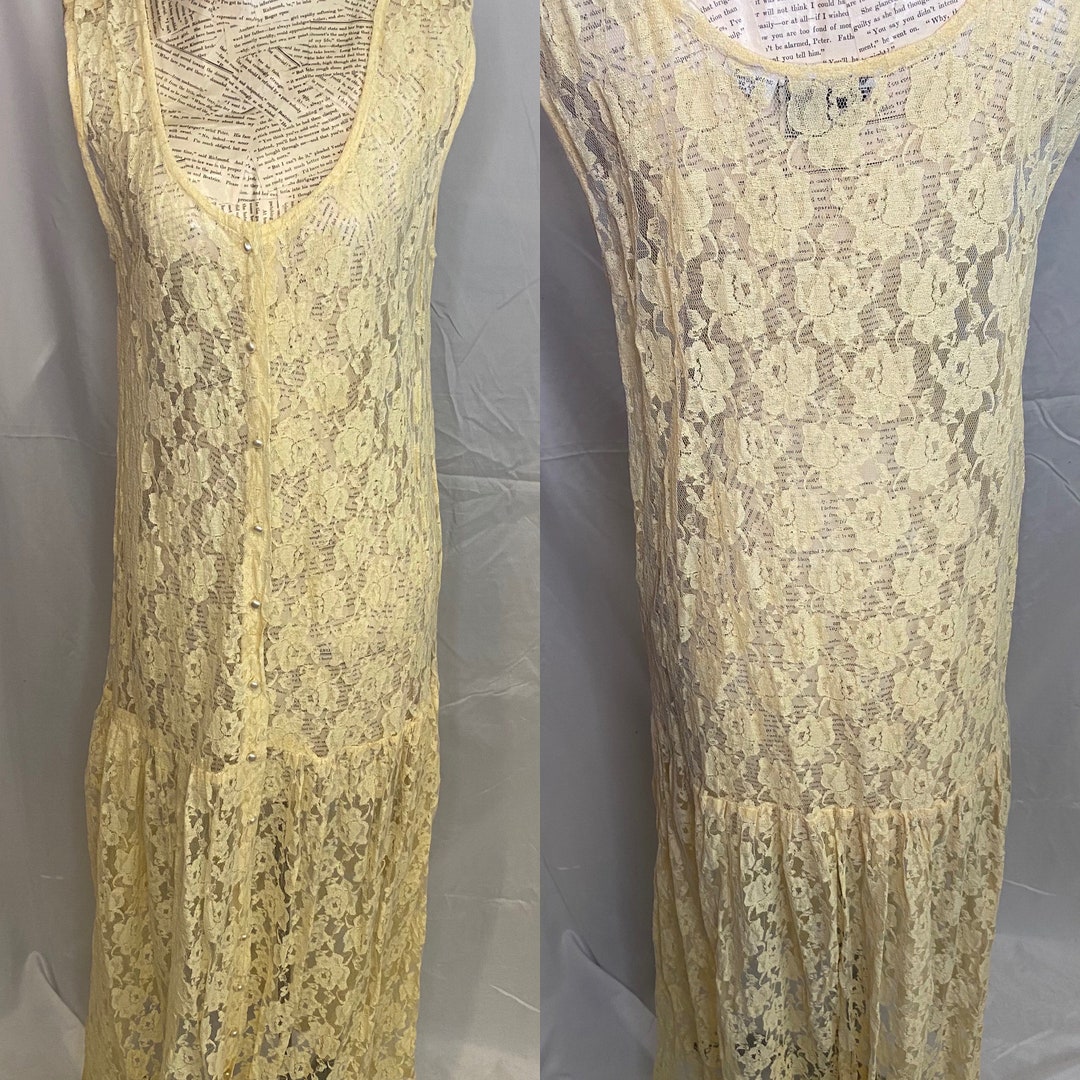 90s New Options by Kate Geddes Drop Waist Lace Dress // Vintage Sheer ...