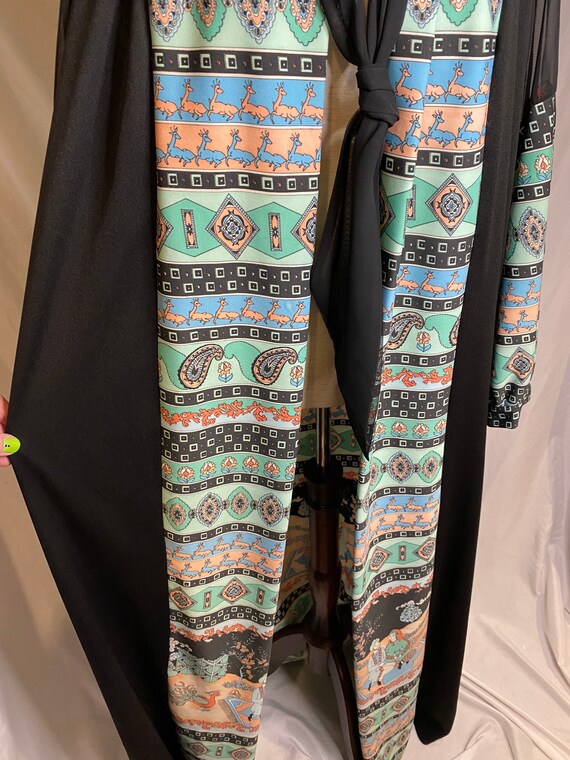 70s abstract novelty print sheer house robe | vintage… - Gem