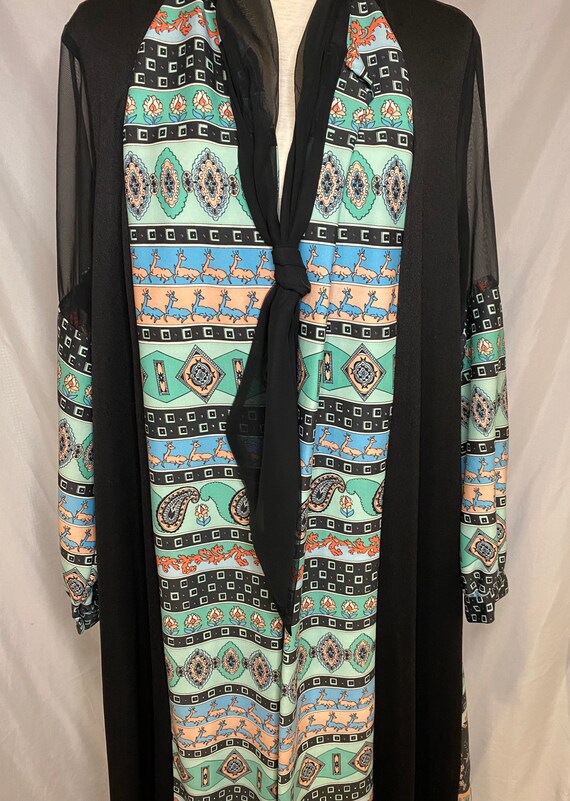 70s abstract novelty print sheer house robe | vintage… - Gem