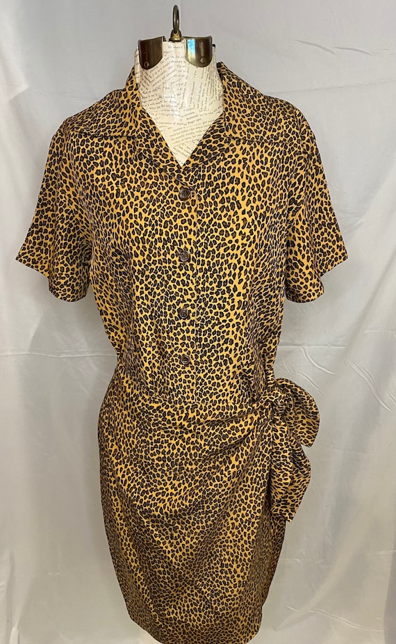 80s FY2 leopard print wrap dress | vintage leopard pr… - Gem