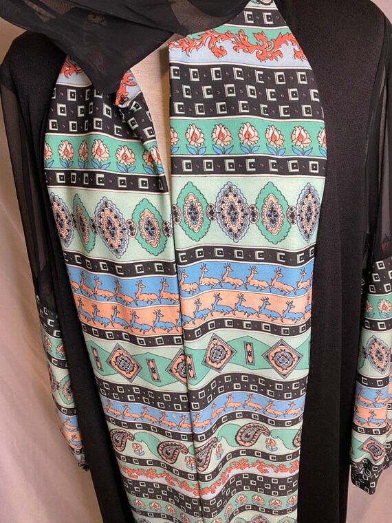 70s abstract novelty print sheer house robe | vintage… - Gem