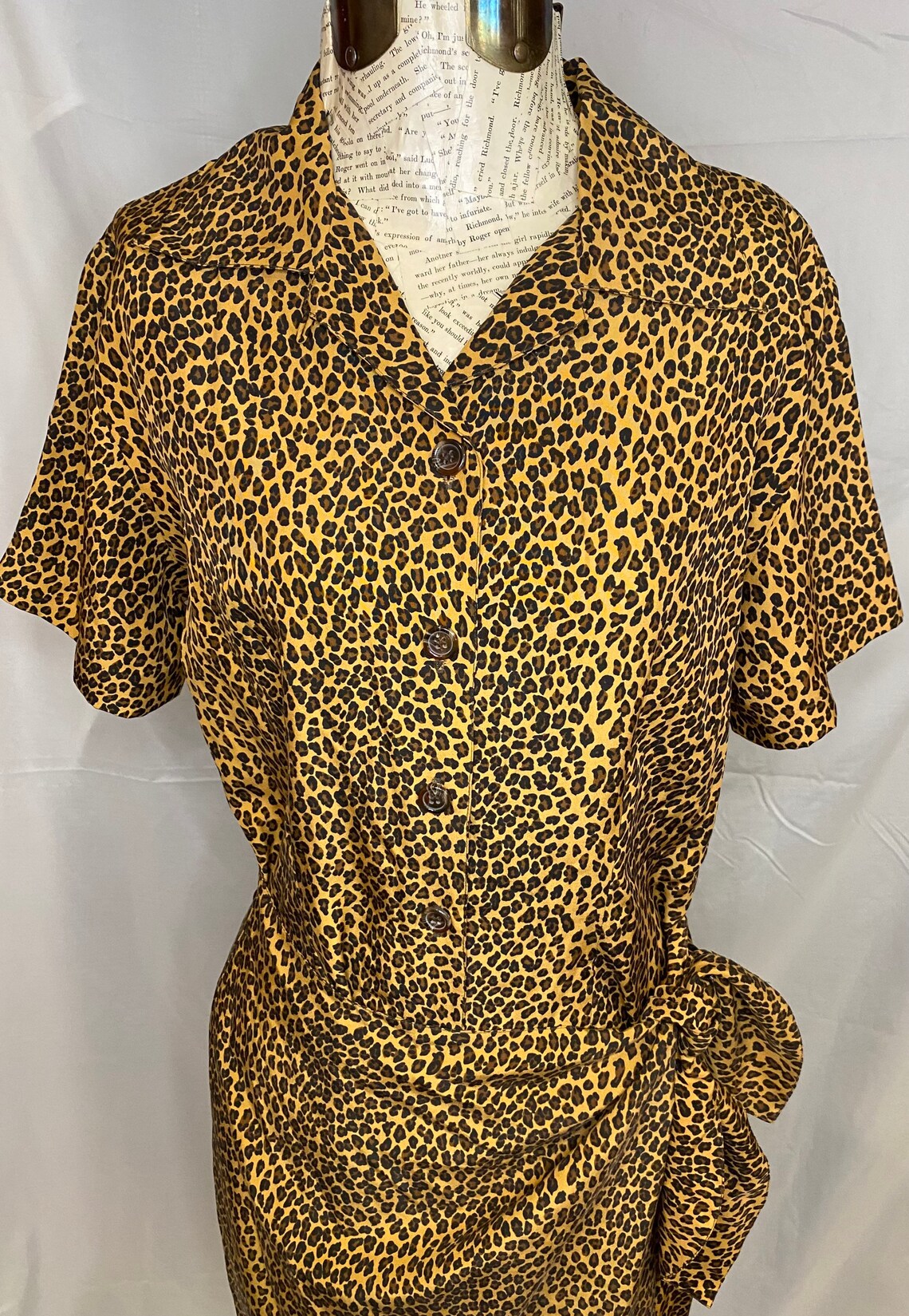 80s FY2 Leopard Print Wrap Dress | Vintage Leopard Print Dress | 80s ...