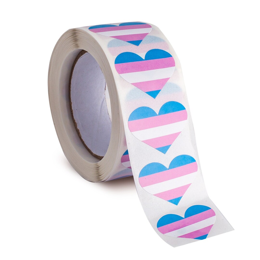 Transgender Heart Stickers 500 per Roll Approximately 1 X 1 ...