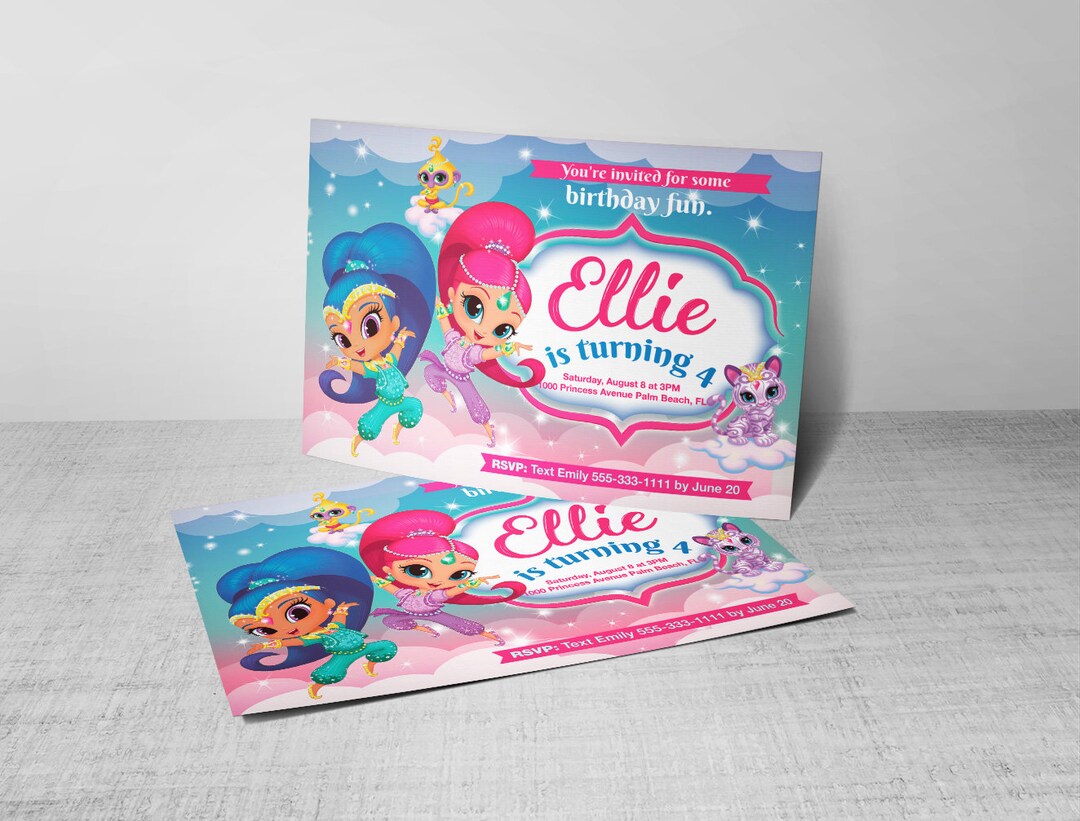 Shimmer and Shine Invitation. Shimmer Invite, Shine Invite, Genie ...