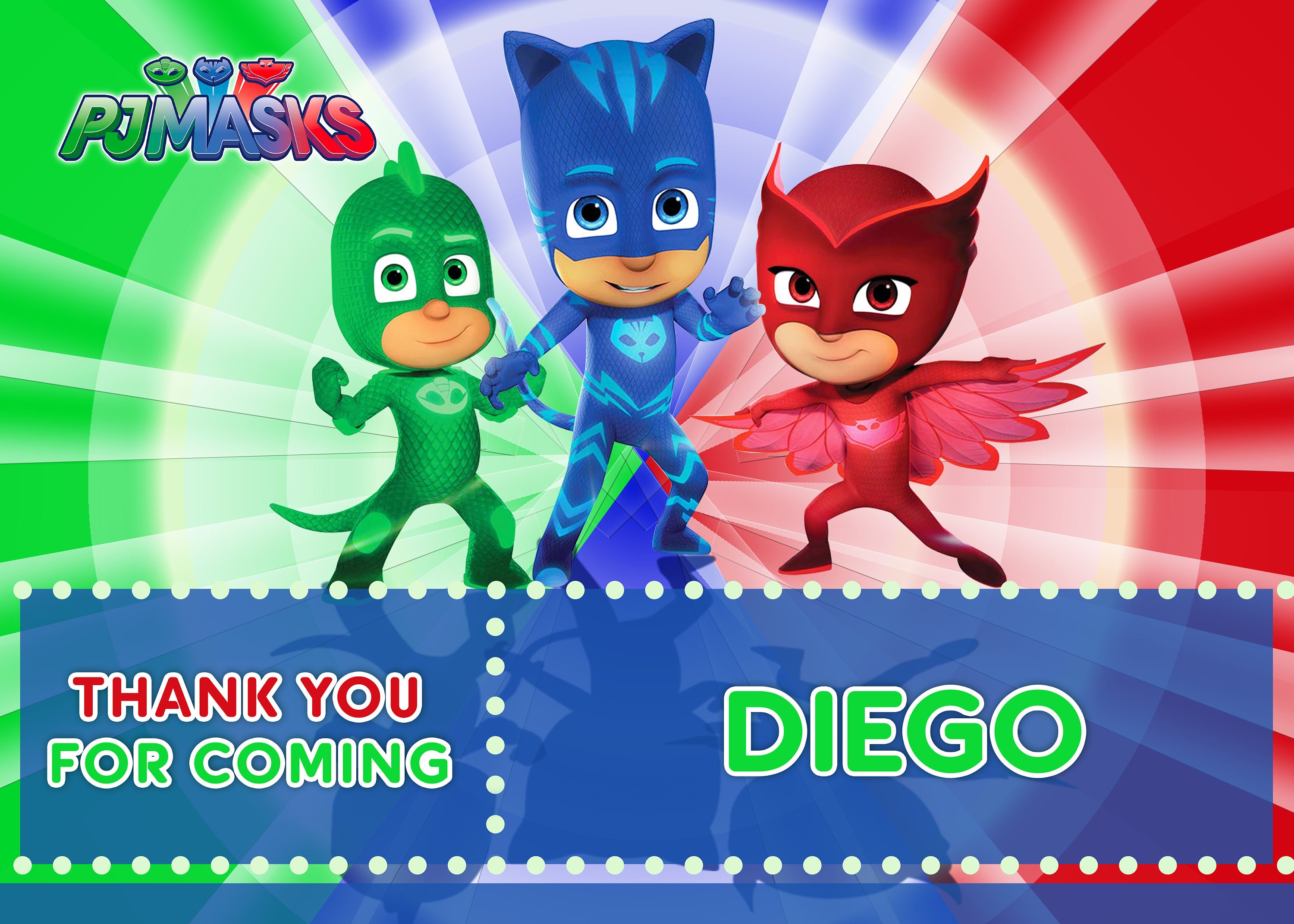 PJ Masks Invitation, PJ Masks Birthday Party, Superheroes, Superhero ...