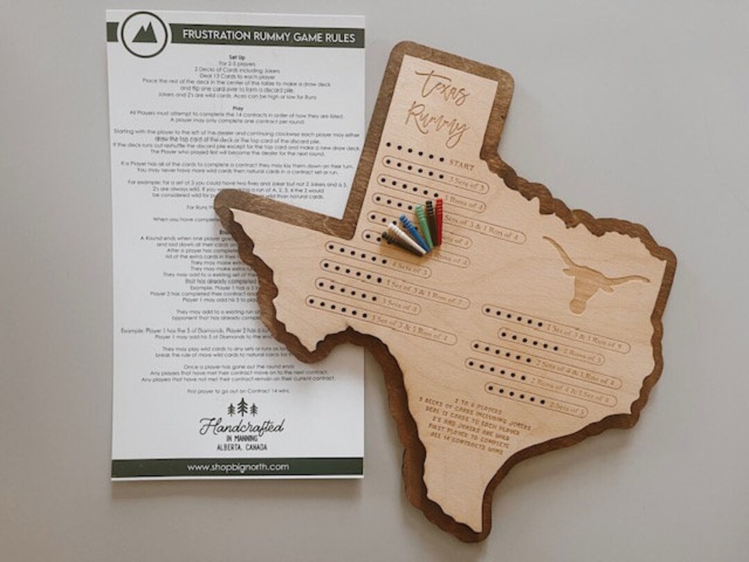 Texas Shaped Frustration Rummy Board With Pegs Made in Alberta, Canada ...
