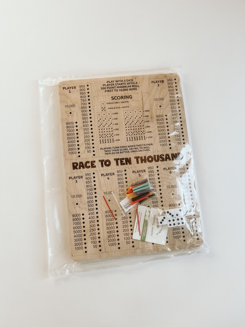 Canadian Made - Dice Game - Race to Ten Thousand Board Game - Laser-cut ...
