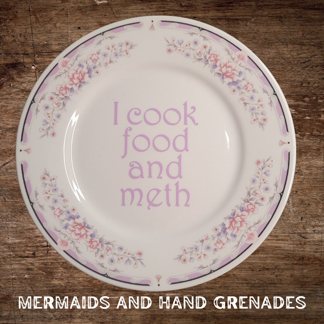 I Cook Food and Meth Decorative Plate Upcycled Plate Repurposed Plate ...