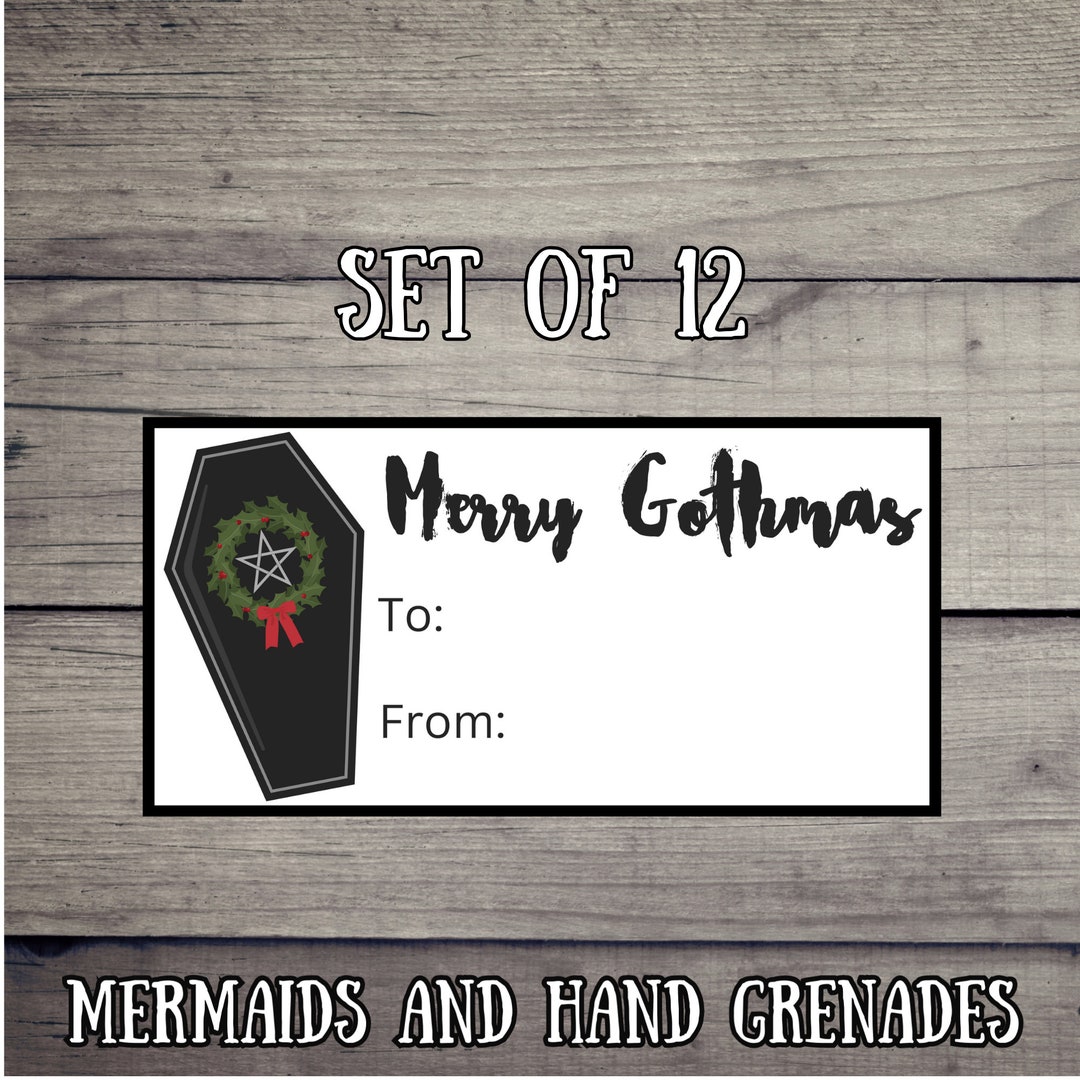 Merry Gothmas Gift Tags Adhesive Gift Tags Christmas Gift - Etsy