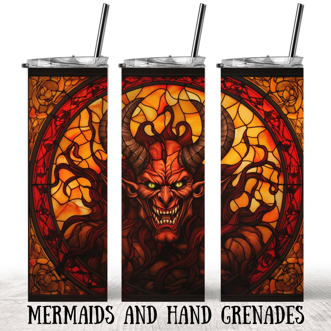 Devil Stained Glass Look Stainless Steel Tumbler With Clear Lid - Etsy