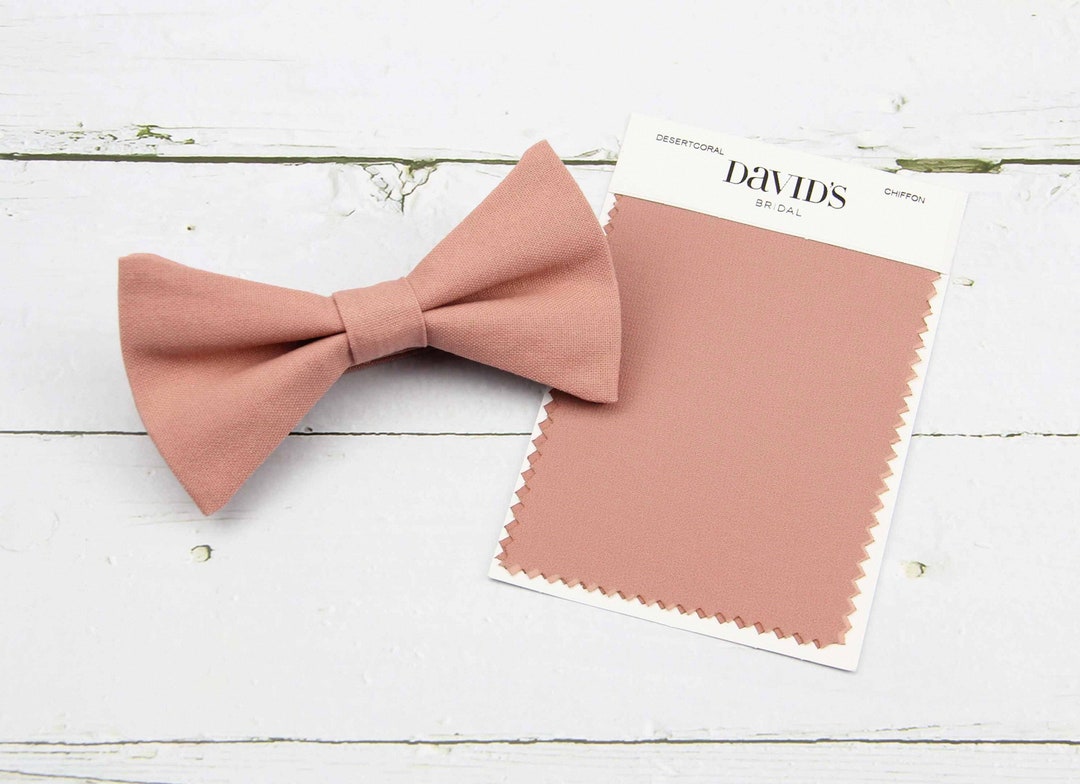 Desert Coral Linen Bow Tie for Wedding. Mens Bowtie Desert Coral. Dusty ...