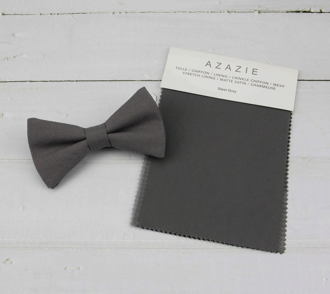 Steel Gray Bow Tie - Dark Charcoal Grey Color Linen Bowtie, Toddler ...