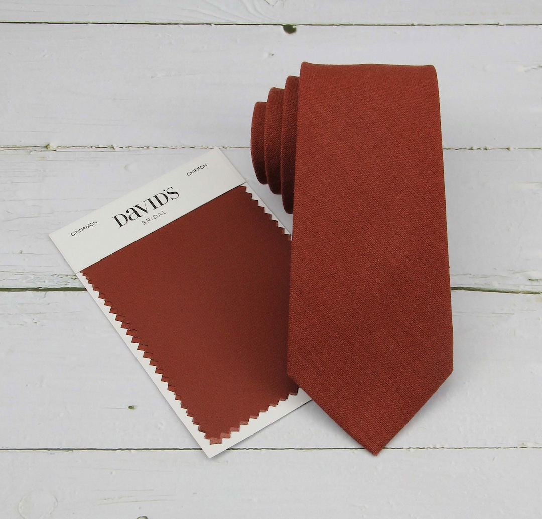 Cinnamon Linen Tie for Wedding. Mens Cinnamon Tie. Spice Color Ties for ...